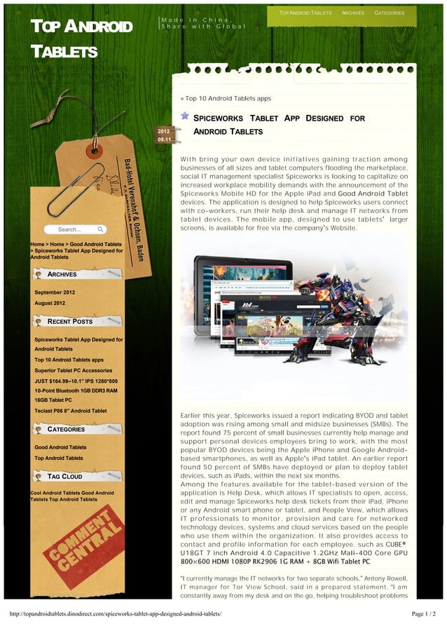Spiceworks Tablet App Designed For Android Tablets Pdf