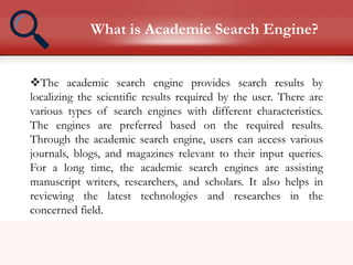 Top Academic Search Engines for Research | PPTX