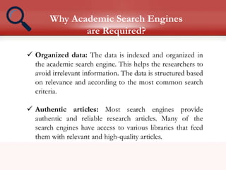 Top Academic Search Engines for Research | PPTX