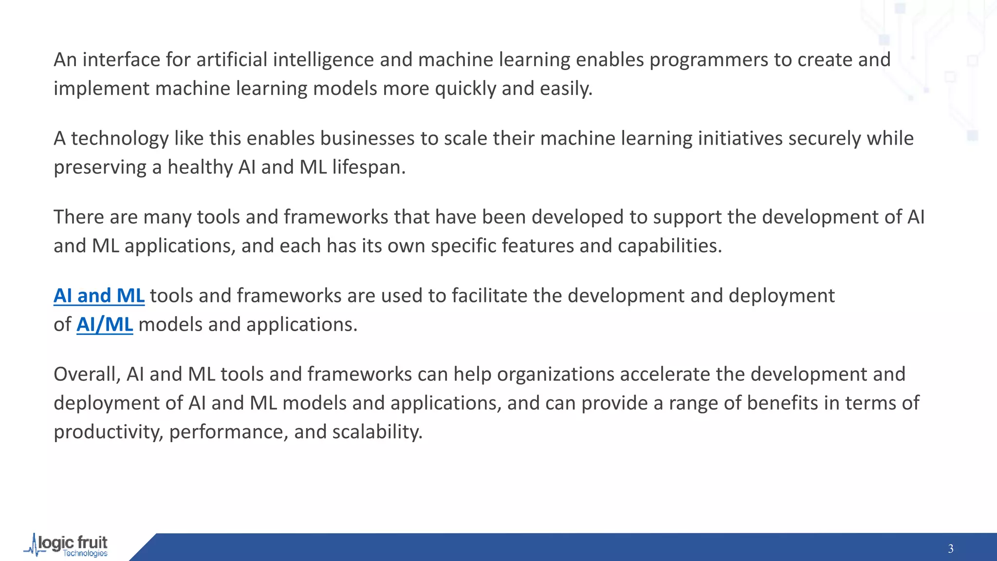 Top AI & ML tools and frameworks | PPTX