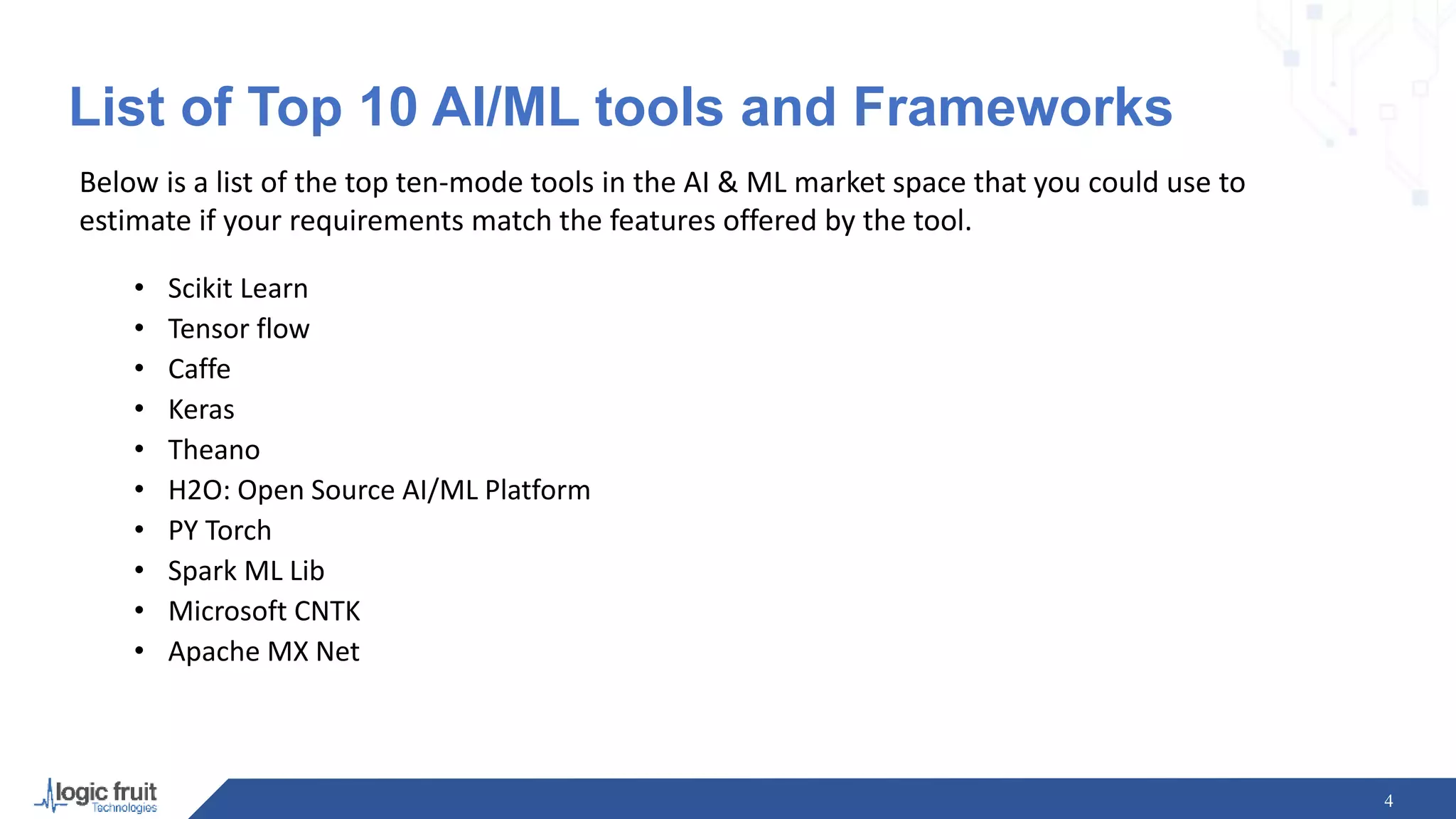 Top AI & ML tools and frameworks | PPTX | Computer Software and Applications | Computing