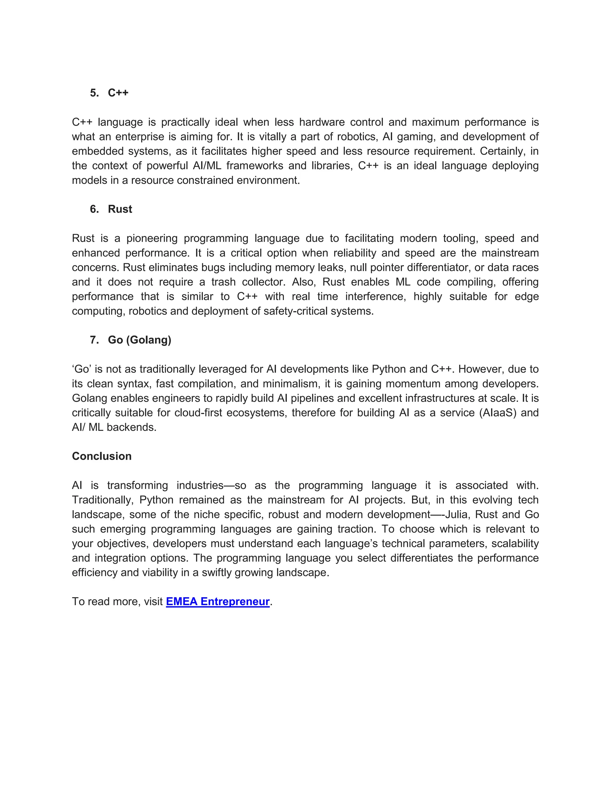 Top AI Programming Languages You Should Know in 2025 | PDF