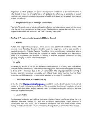 Top AI Programming Languages You Should Know in 2025 | PDF