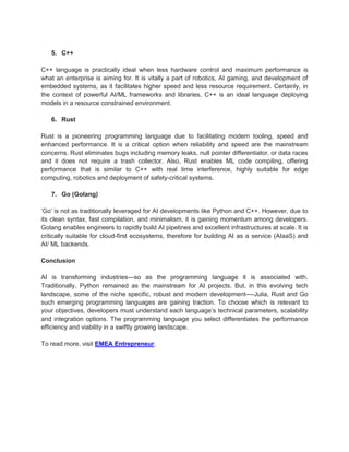 Top AI Programming Languages You Should Know in 2025 | PDF