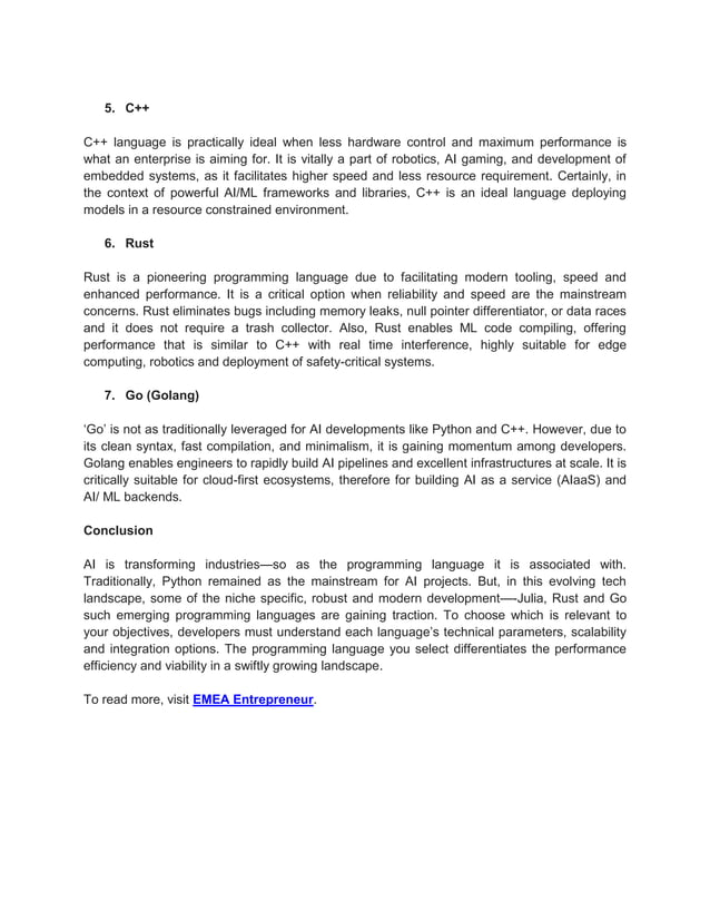 Top AI Programming Languages You Should Know in 2025 | PDF