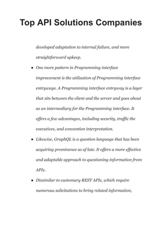 Top API Solutions Companies. | PDF | Internet | Computing