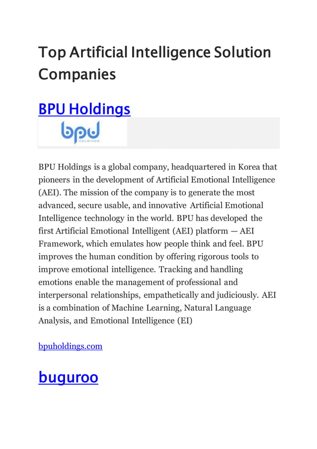 Top artificial intelligence solution companies in europe | PDF