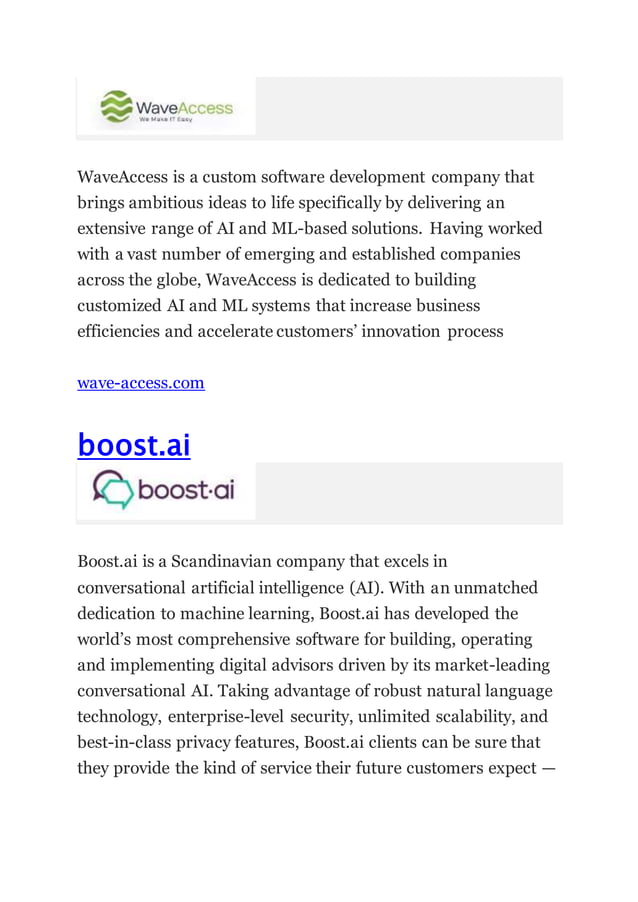 Top artificial intelligence solution companies in europe | PDF