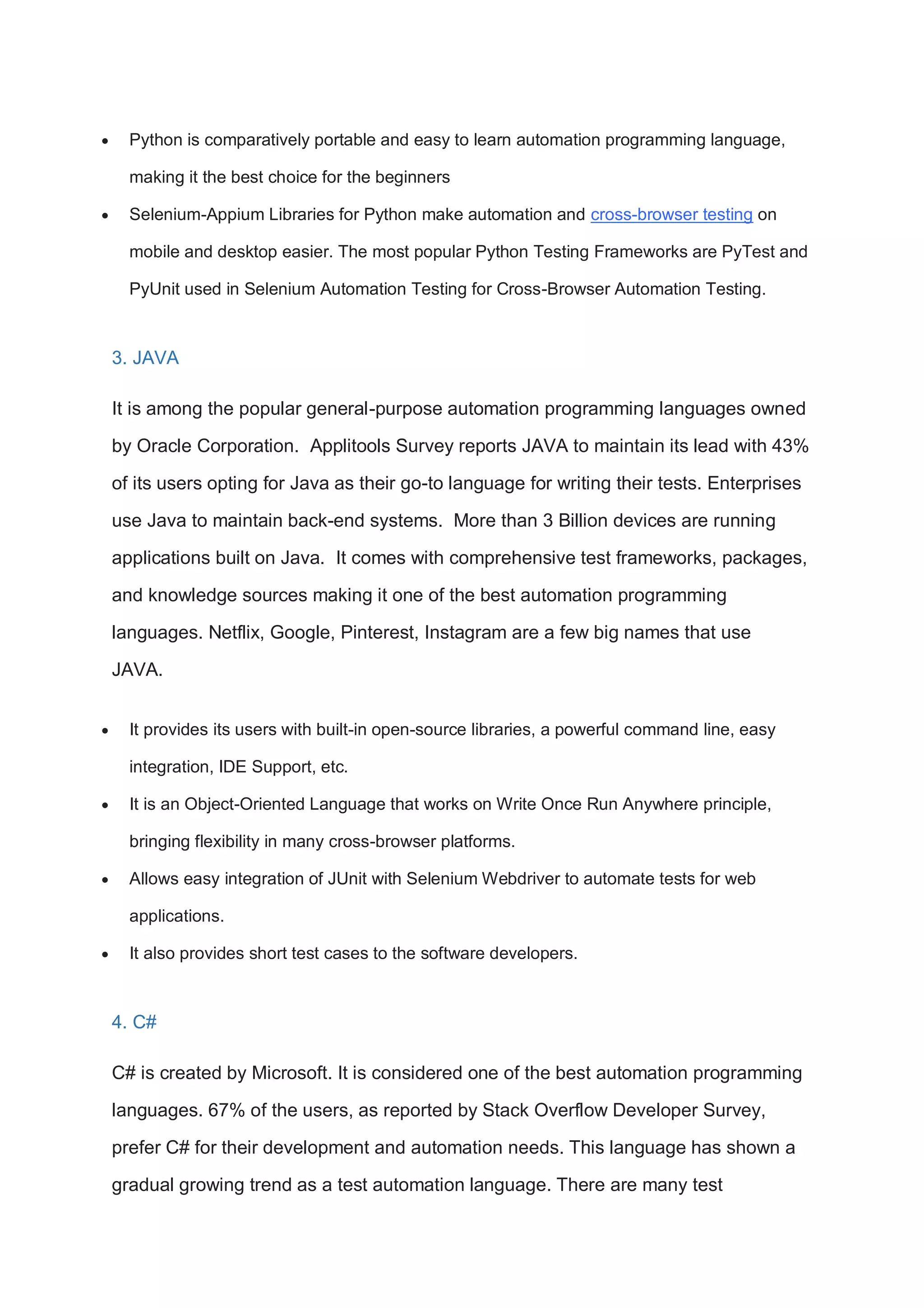 Top Automation Programming Languages of 2023.pdf | Web Development | Internet