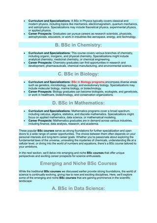 top b.sc courses for Science Students | PDF | Undergraduate Education ...