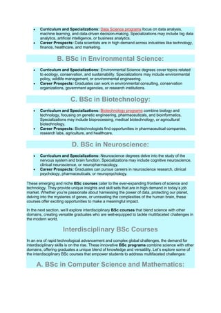 top b.sc courses for Science Students | PDF | Undergraduate Education ...