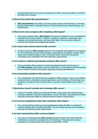 top b.sc courses for Science Students | PDF | Undergraduate Education ...