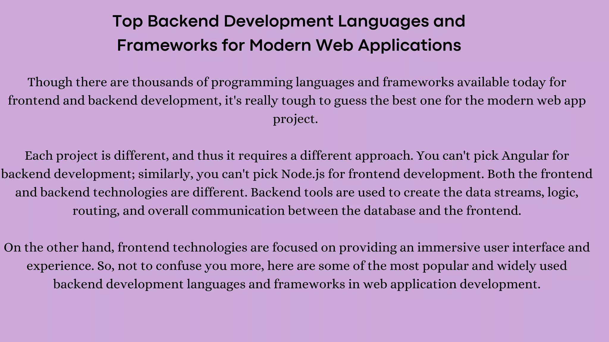 Top Backend Development Languages and Frameworks for Modern Web ... Top Backend Development Languages and Frameworks for Modern Web ...