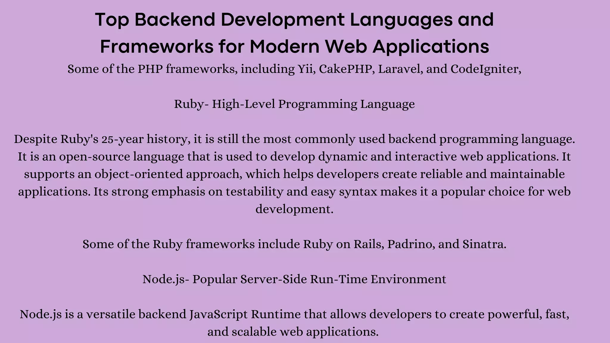 Top Backend Development Languages and Frameworks for Modern Web Applications | PDF