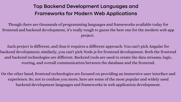 Top Backend Development Languages and Frameworks for Modern Web ...