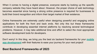 Top Backend Frameworks for Mobile App Development in 2023 | PPTX | Web ...