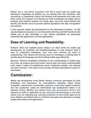 Top Benefits of Developing Cross-Platform Mobile Apps Using Python.pdf | Programming Languages ...