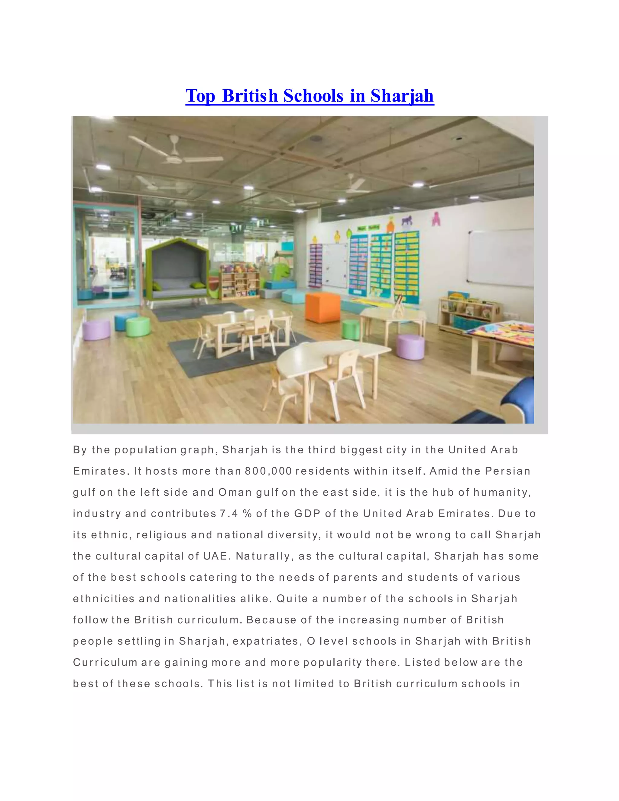 Top british schools in sharjah | DOCX