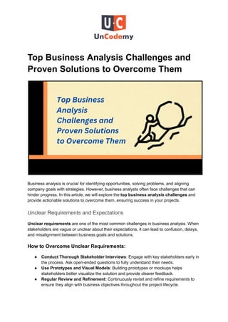 Top Business Analysis Challenges and Proven Solutions to Overcome Them ...