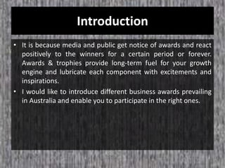 Top Business awards in Australia | PPT