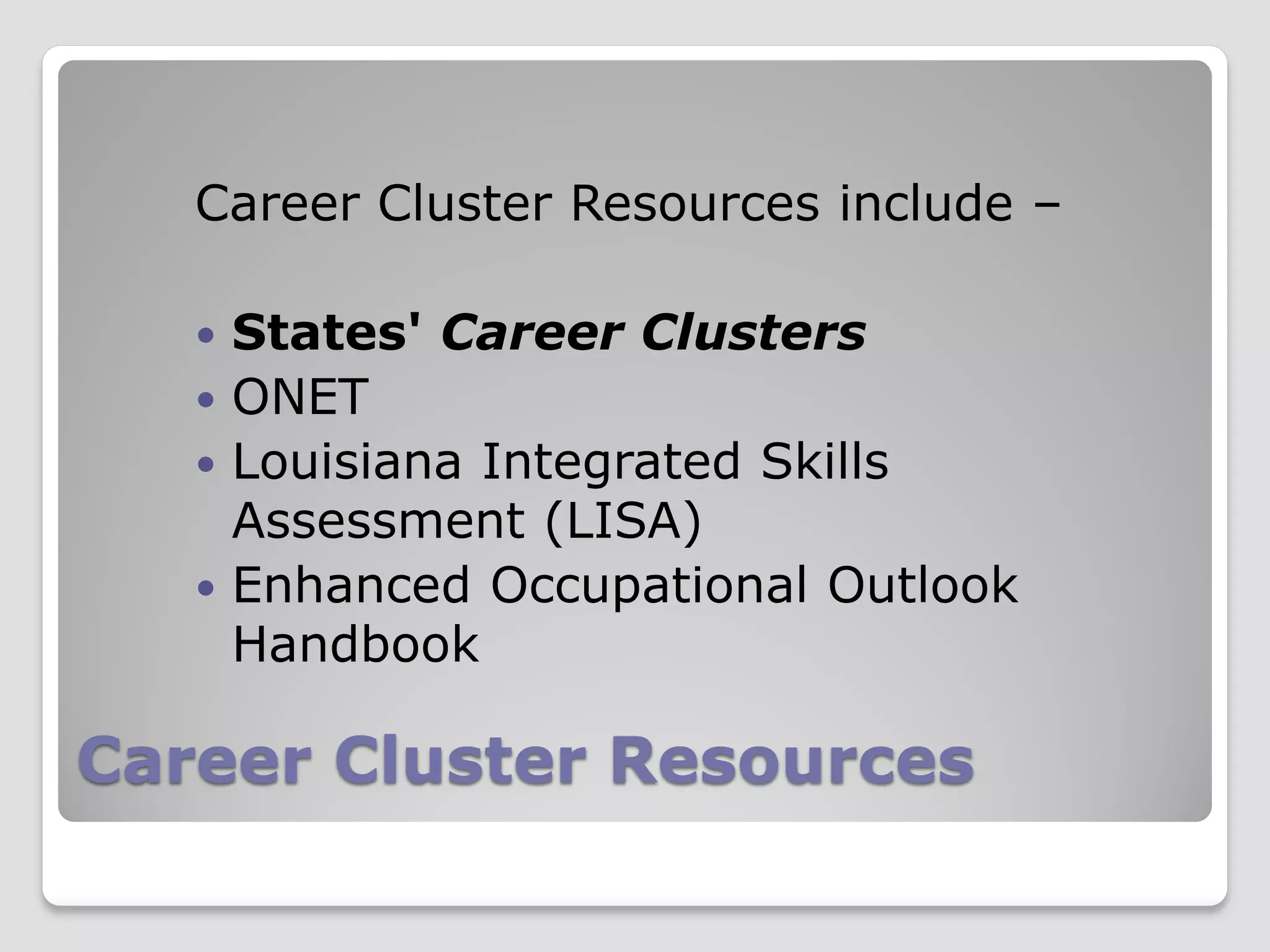Top career cluster resources | PPT