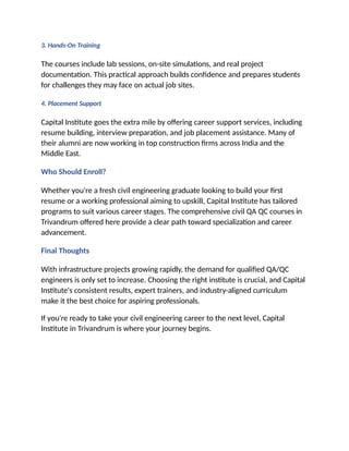 Top Civil QA QC Courses in Trivandrum Why Capital Institute Leads the Way.pptx