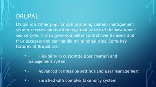 Top cms tools in 2021 to start your business | PPTX | Web Development | Internet