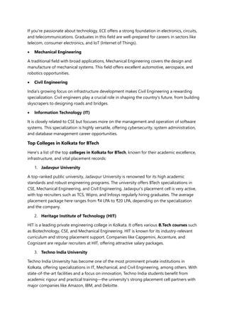 Top Colleges in Kolkata for BTech Courses, Specializations with ...