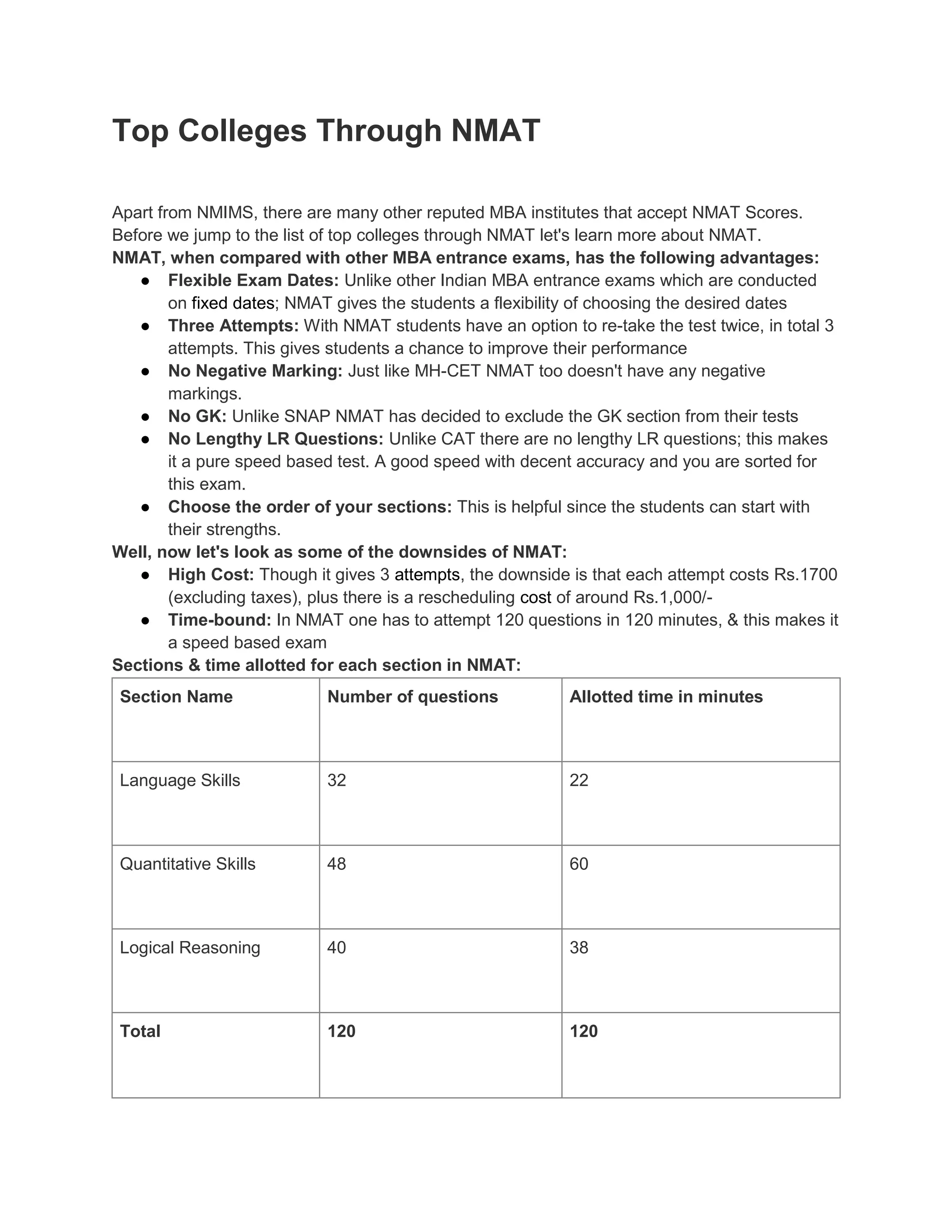 Top colleges through nmat | PDF