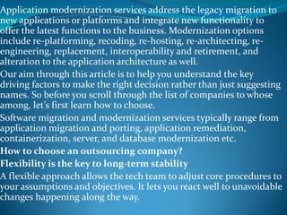 Top Companies to Outsource Software Migration and Modernization Work | PPT