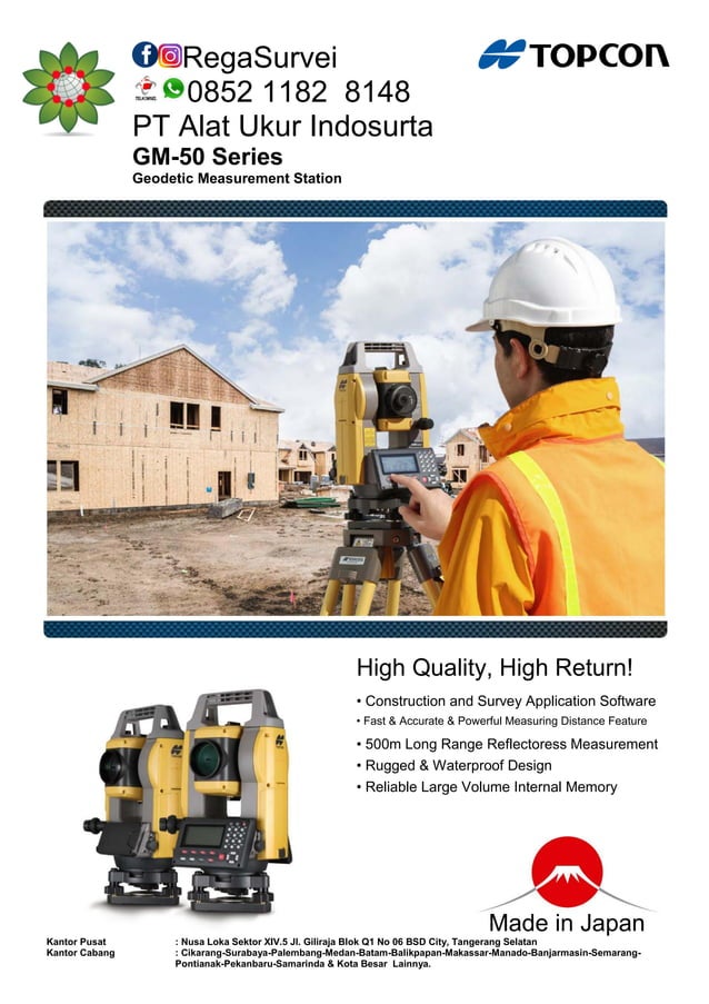 Brosur Total Station Topcon gm 50 gm-52 gm-55 | PDF | Cameras and Camcorders | Consumer Electronics