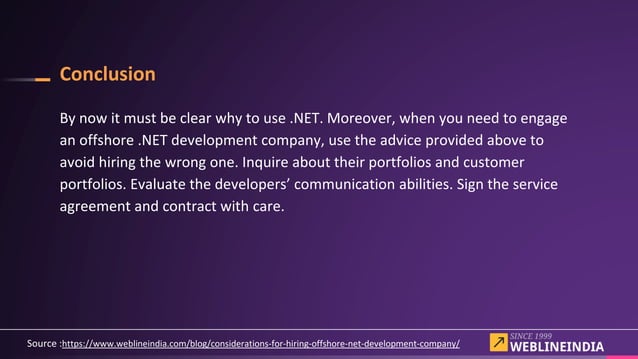 Hiring an Offshore .NET Development Company | Key Considerations | PPT