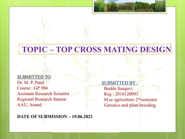 TOP CROSS MATING DESIGN.pptx | Gardening | Home & Garden