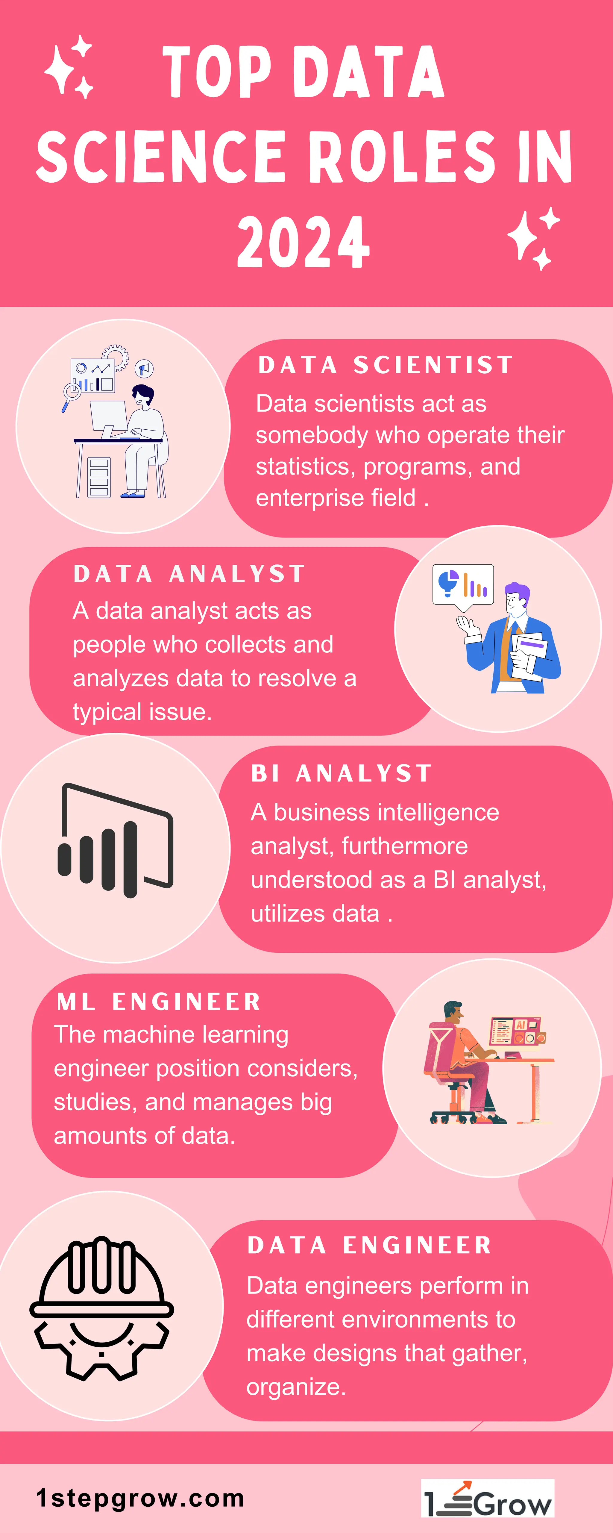 what are the top data science roles five in 2024 | PDF