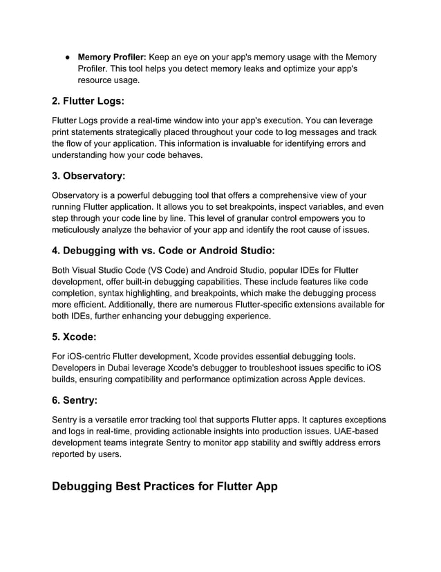 UAE Developer’s Guide to the Best Debugging Tools for Flutter | PDF