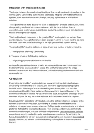 Top Defi Lending Platforms in 2024 - SoluLab | PDF