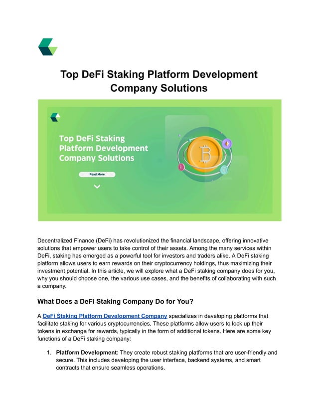 Top DeFi Staking Platform Development Company Solutions.pdf | Free Download