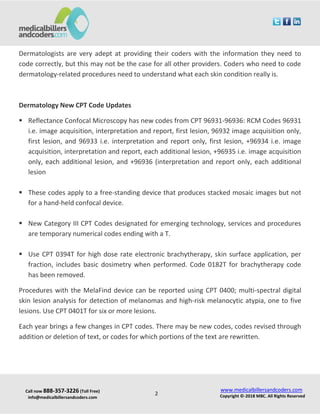 Top dermatology cpt code updates | PDF | Skin and Dermatology ...