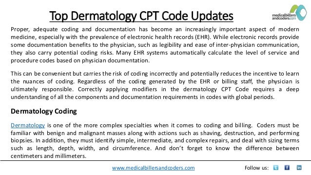 Top Dermatology CPT Code Updates | PPTX
