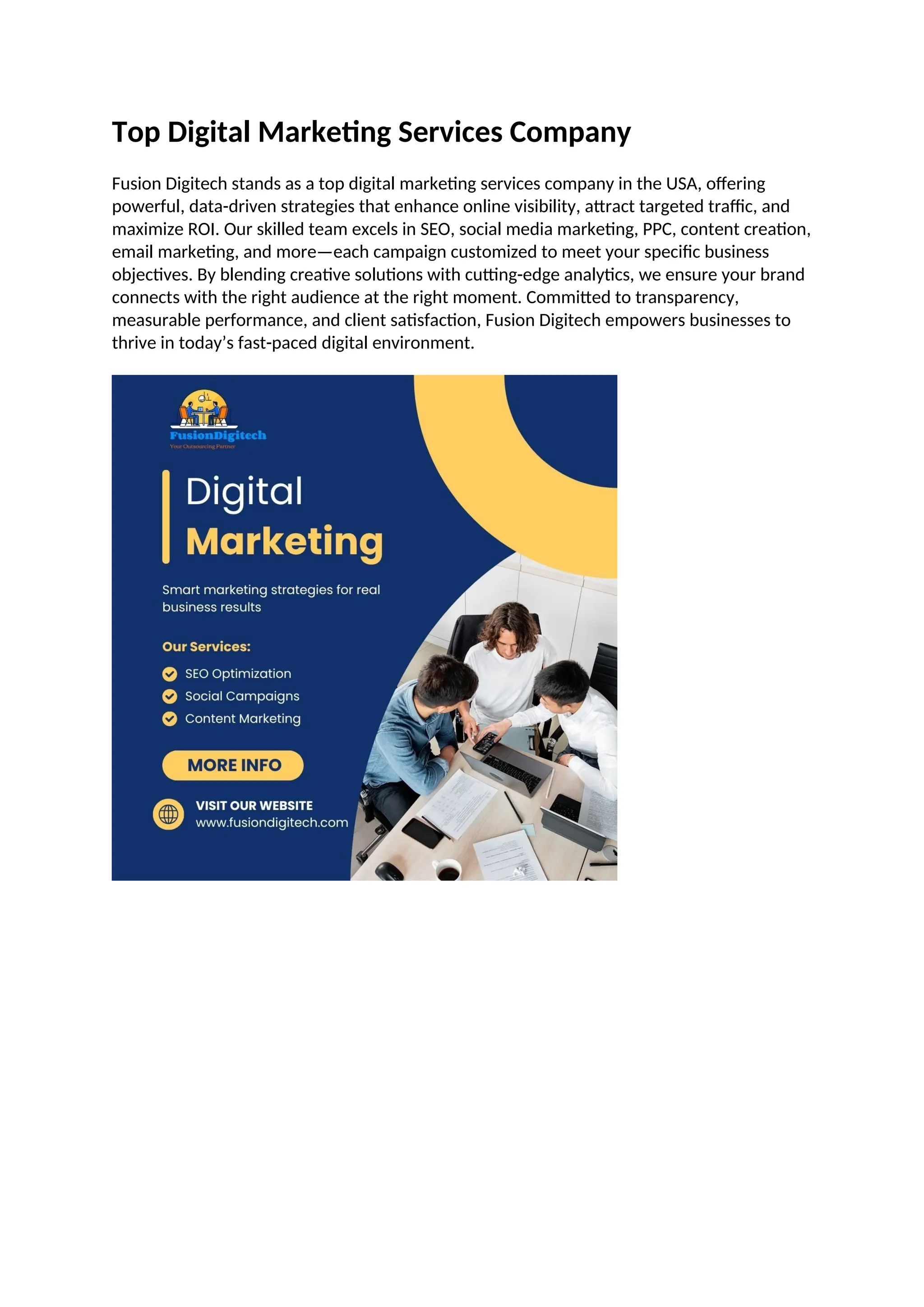 Top Digital Marketing Services Company | Fusion Digitech | PDF