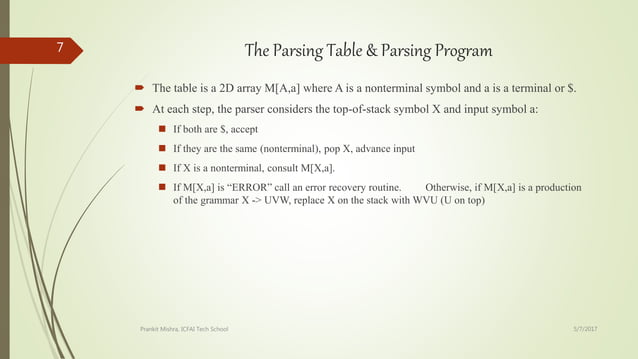 Top down parsing | PPTX | Programming Languages | Computing