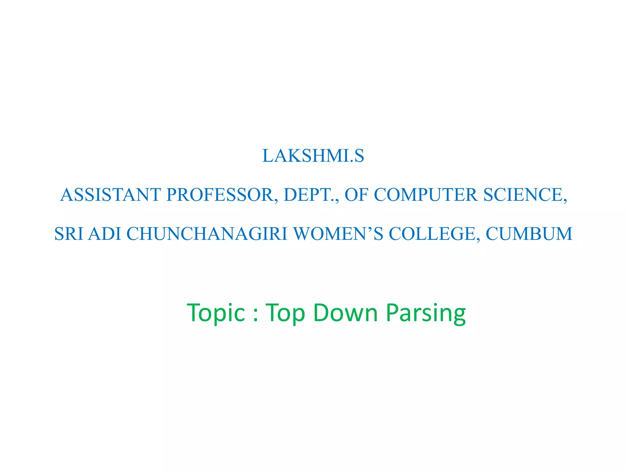 Top down parsing | PPTX