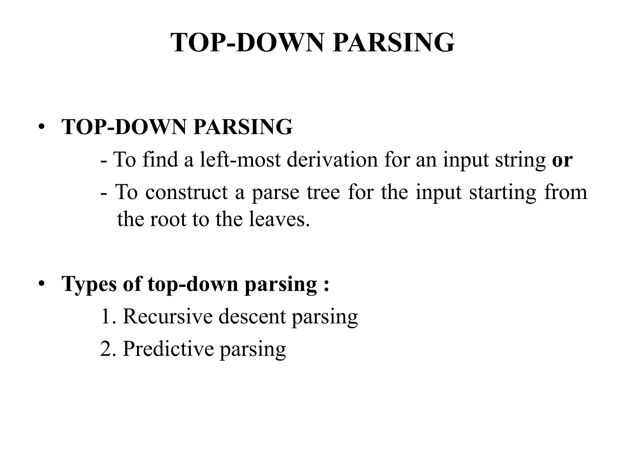 Top down parsing | PPTX
