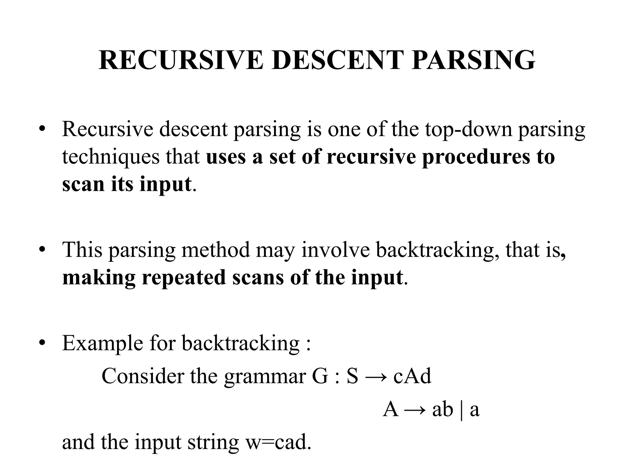 Top down parsing | PPTX