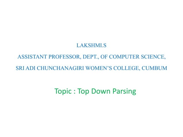 Top down parsing | PPTX