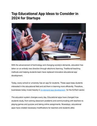 Top Educational App Ideas to Consider in 2024 for Startups.pdf ...