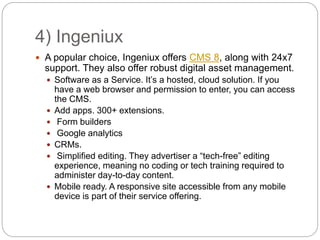 Overview of Top Eight Content Management Systems for Higher Education | PPT