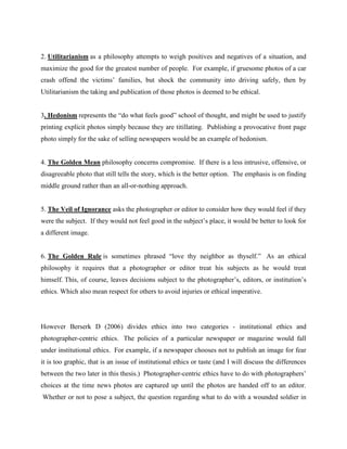 PHOTO JOURNALISM AND ITS ETHICAL ISSUES | DOCX