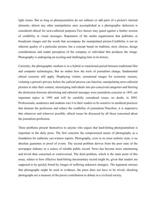 PHOTO JOURNALISM AND ITS ETHICAL ISSUES | DOCX