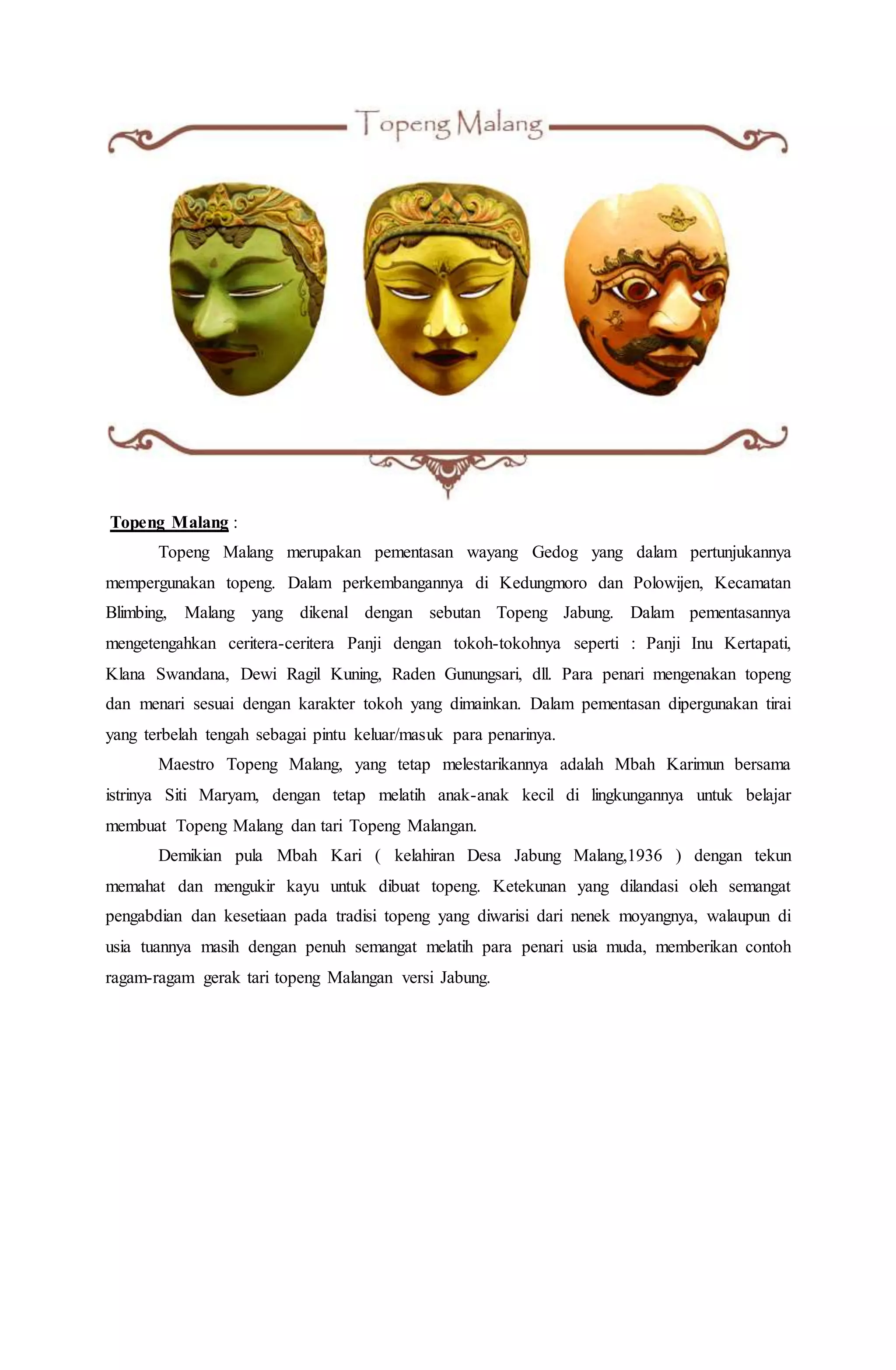 Macam-Macam Topeng Di Indonesia | DOCX